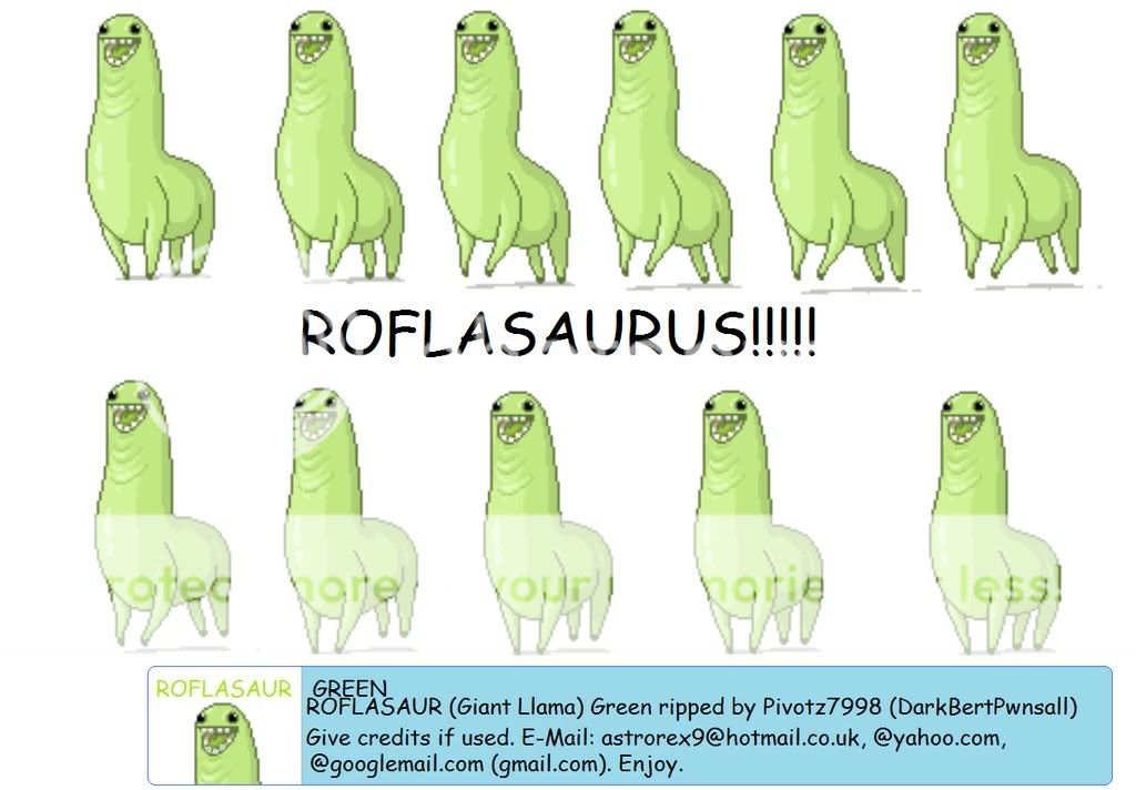 Green Llama (ROFLASAURUS) Sprite Sheet - HippiePivot